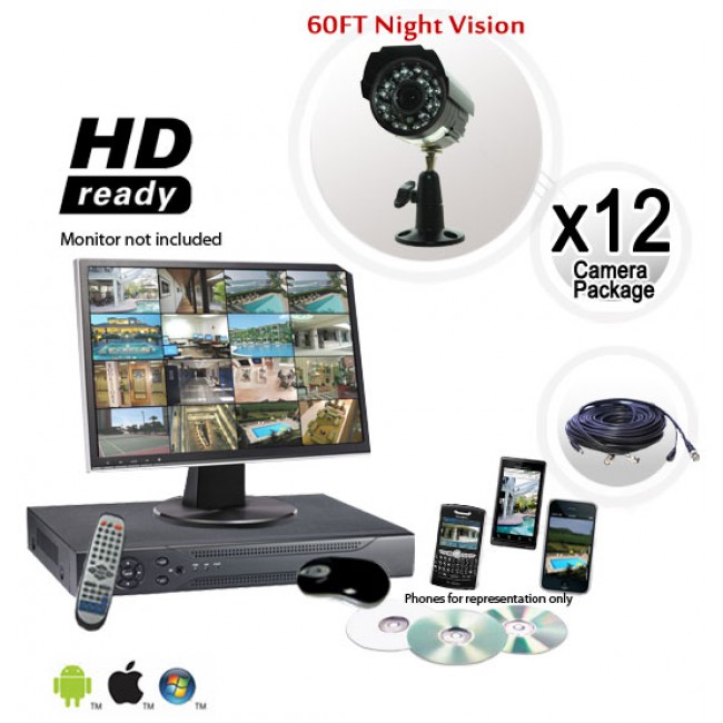 12 Security Camera System, 12 Camera Surveillance System with Bullet ...