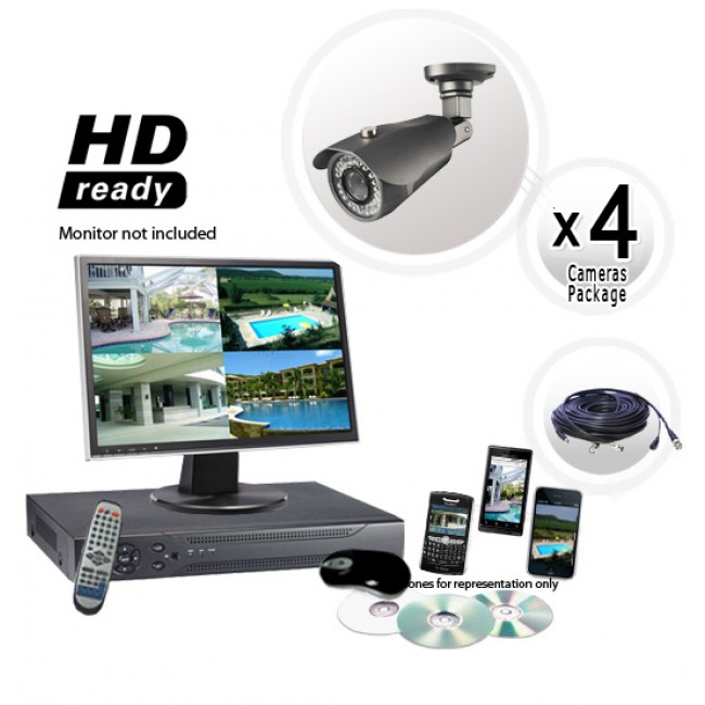 4 Security Camera System with 700TVL Cameras 130ft Night Vision and ...