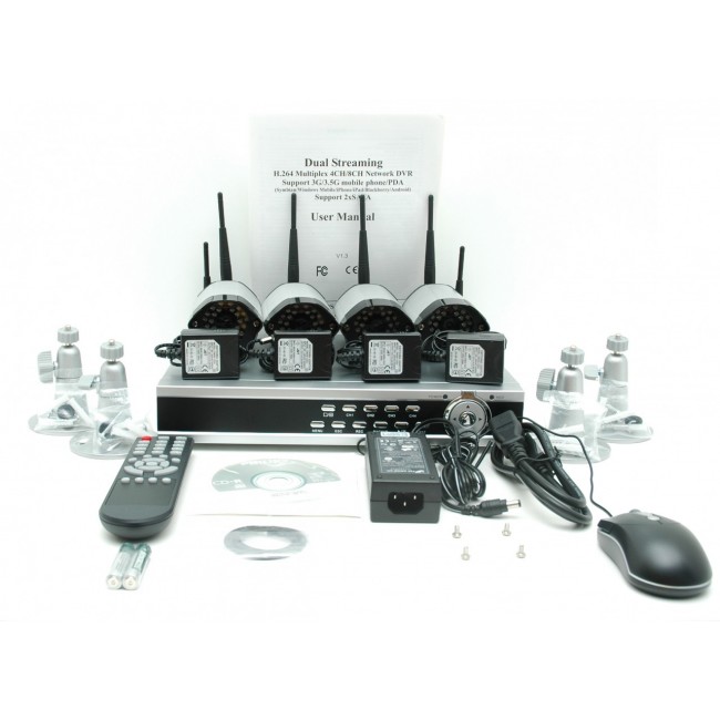 Wireless Camera System with 4 Cameras