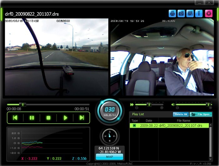 2 Camera Car Recorder w/ GPS Logger